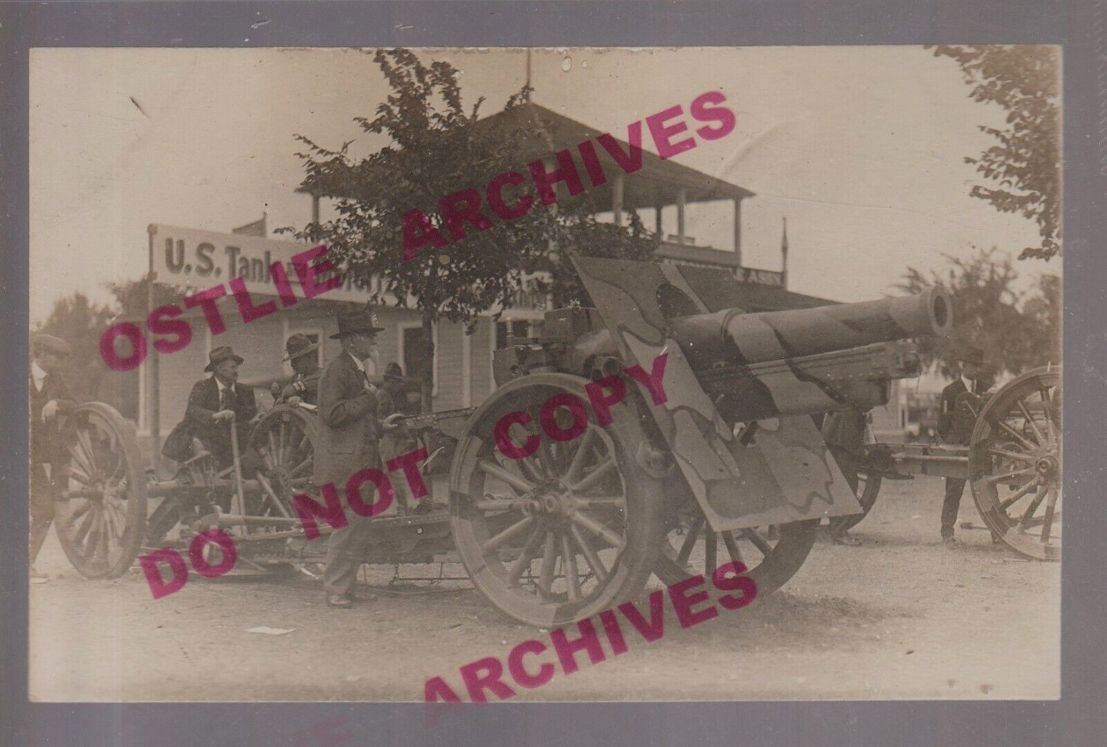 Mason City IOWA RPPC c1918 G.A.R. SOLDIERS Posing WW1 CANNON US ARMY ...