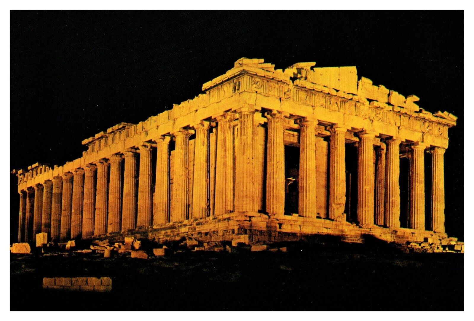 Athens The Illuminated Parthenon Historic City Unposted Chrome Postcard ...