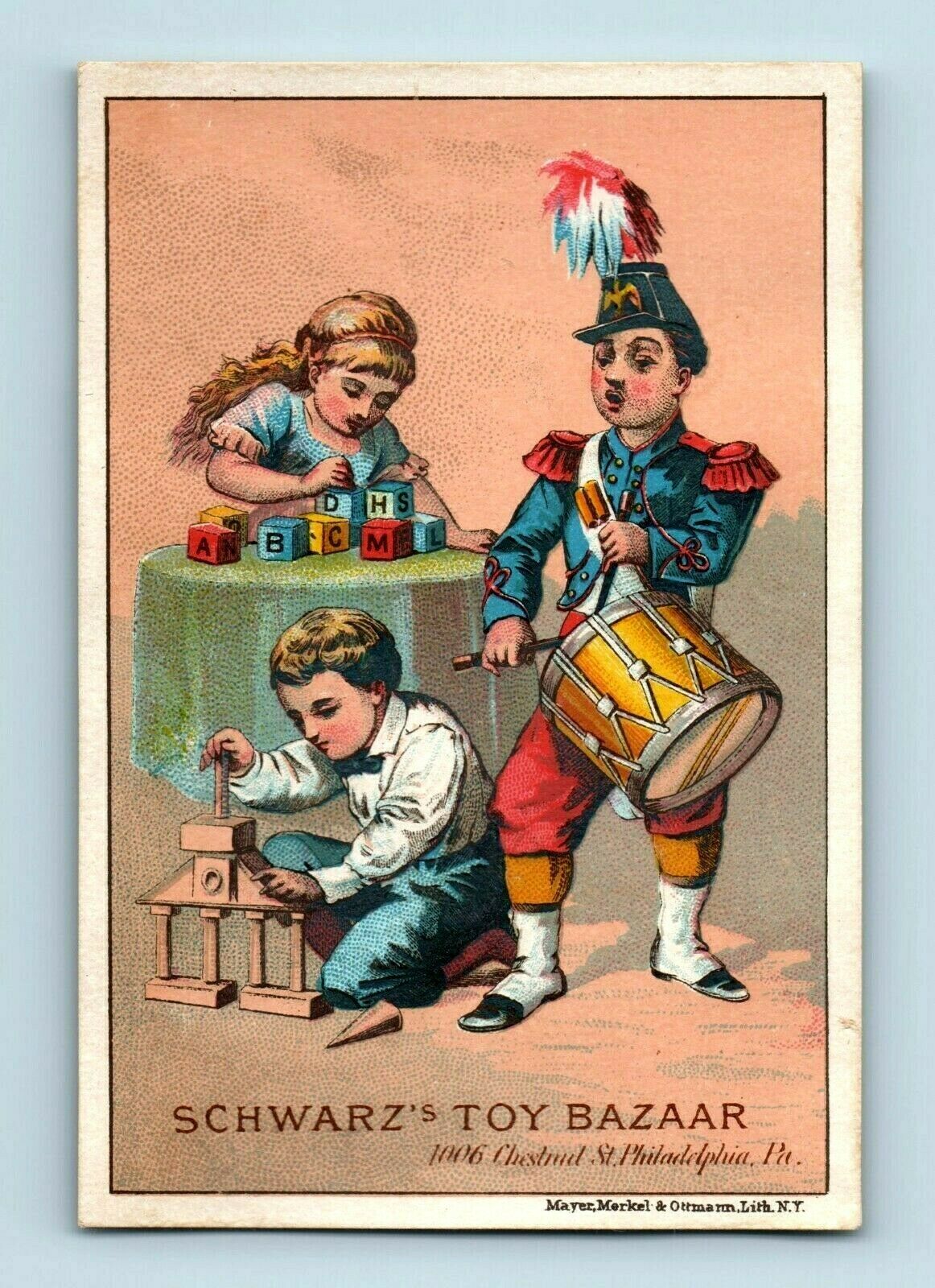 1870's-80's F.A.O Schwarz's Toy Bazaar Children Drum Blocks Building ...