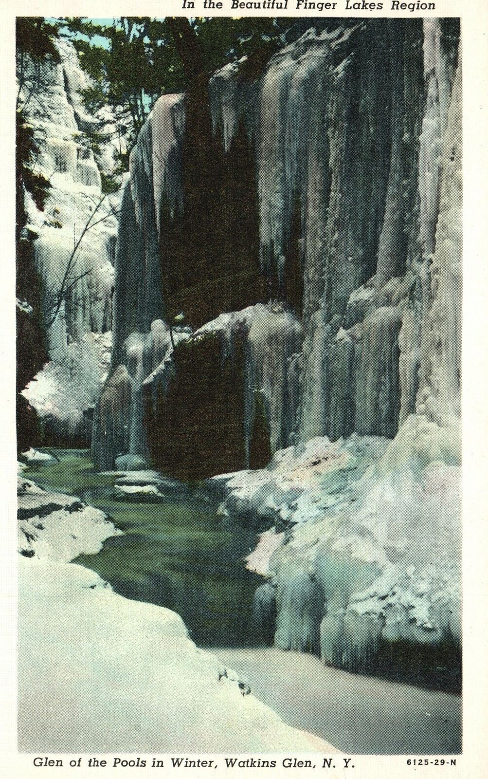 Vintage Postcard 1920s Finger Lakes Region Pools in Winter Watkins Glen ...