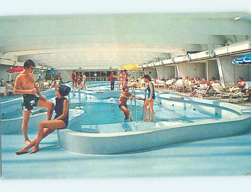 Pre-1980 SWIMMING POOL SCENE Swimming Pool On Oceanic Cruise Ship Boat ...