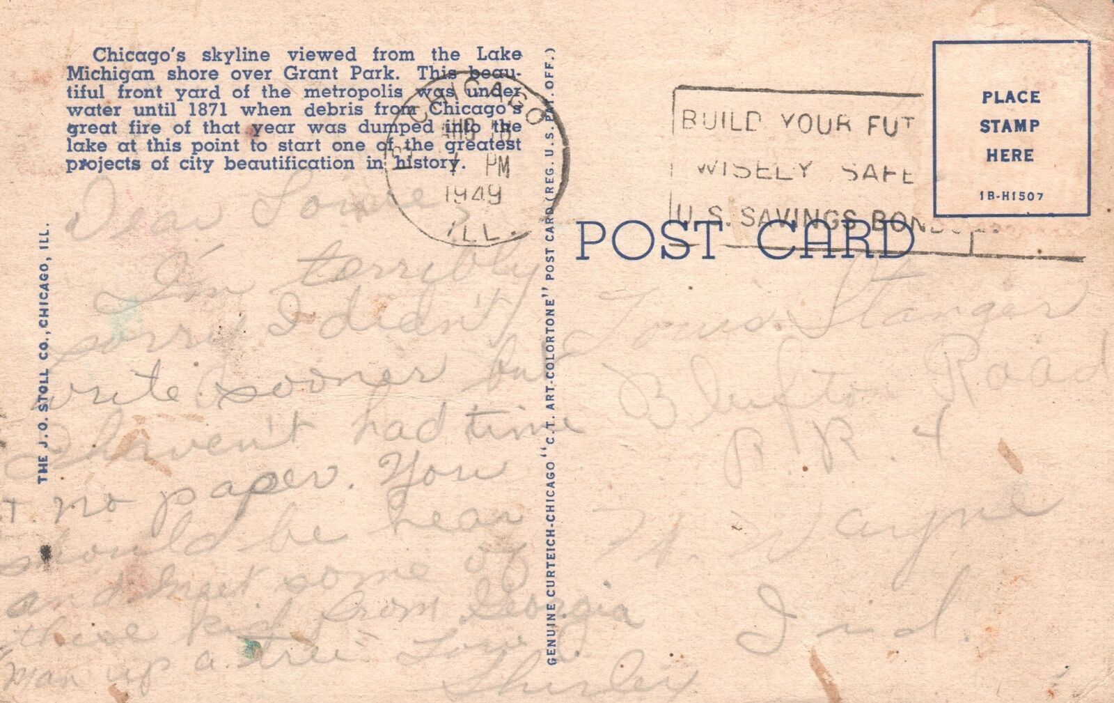 Vintage Postcard 1949 Skyline Chicago From Grant Park Bed Flowers ...