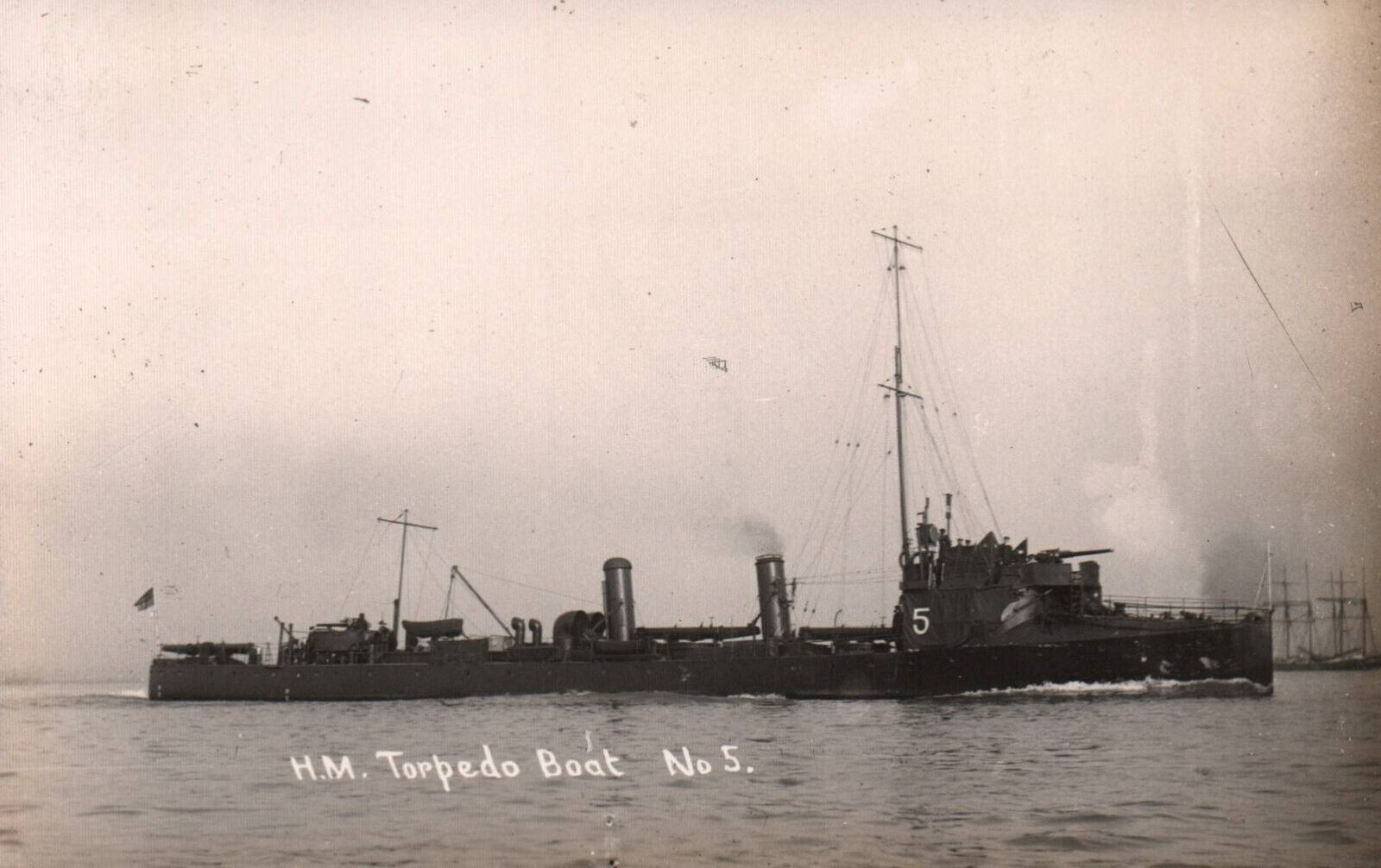 RPPC Photo British Royal Navy WWI HMS Spider Torpedo Boat No. 5 TB 5 c ...
