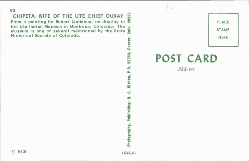 Chipeta, Wife of Ute Chief Ouray by Robert Lindneux Ute Museum CO ...