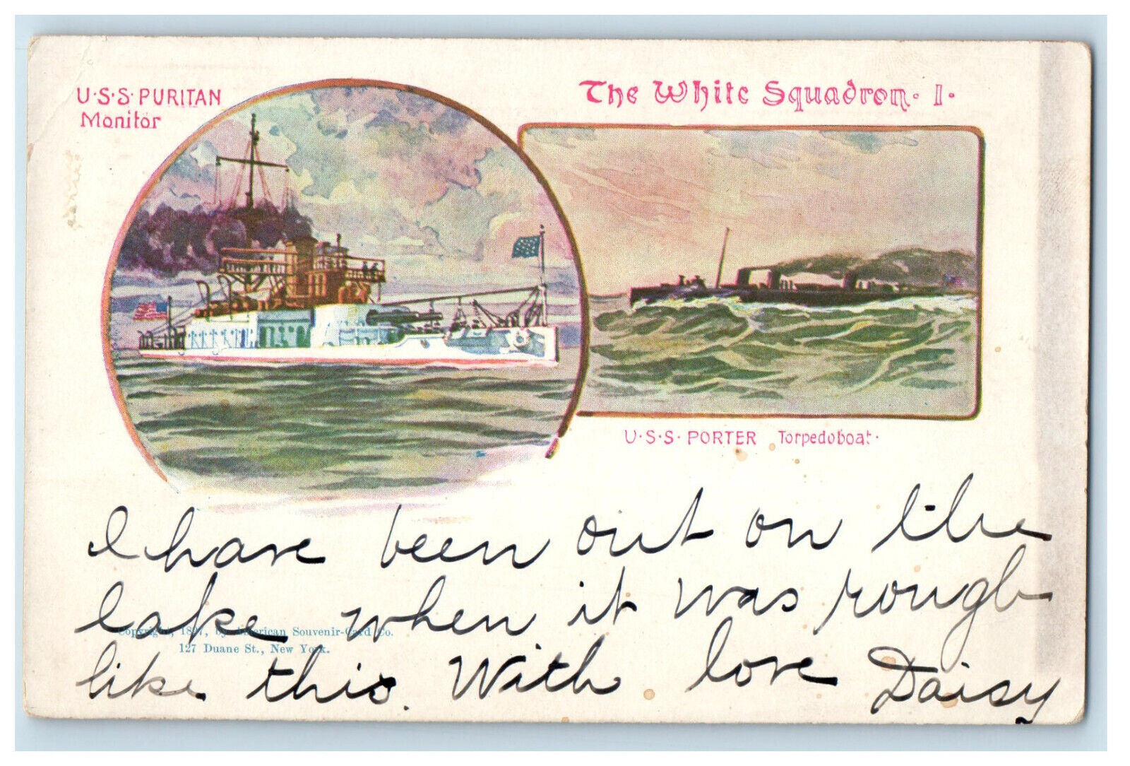 1905 USS Puritan Monitor and USS Porter Torpedoboat White Squadron 1 NY ...