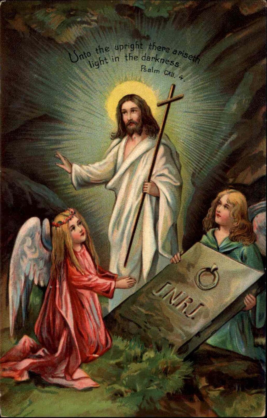 Jesus Christ and Tablet Psalm Scripture Bible Verse Gel c1910 Vintage ...