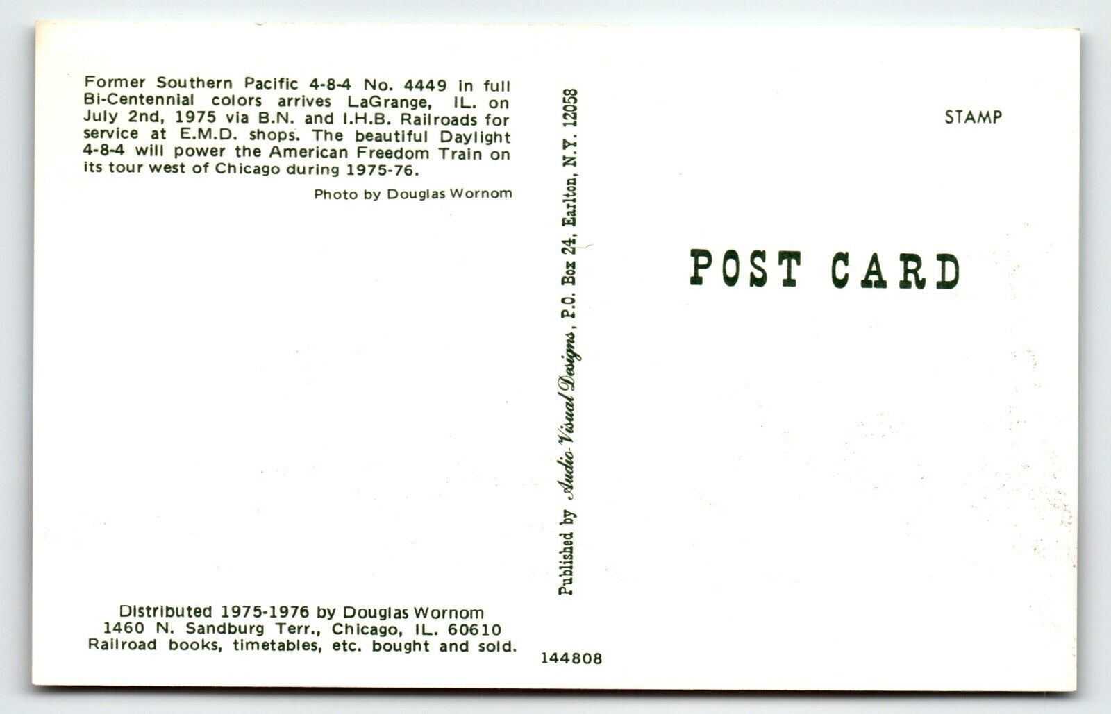 Railroad Postcard Train Locomotive American Freedom 4449 Railway ...