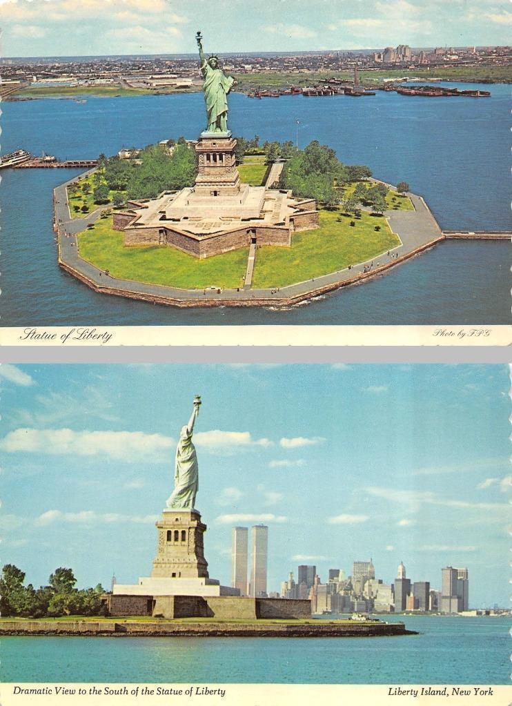 2~4X6 Postcards NY New York City STATUE OF LIBERTY~Liberty Island FRONT ...