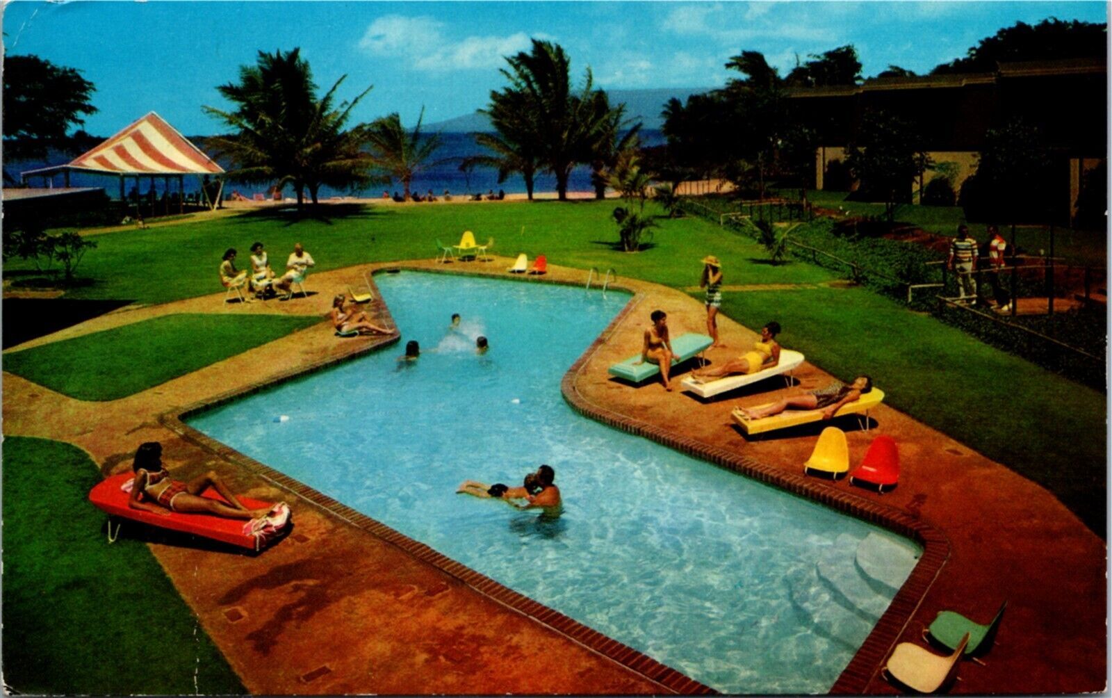 Postcard Hawaii Maui Napili Bay Beach Club Hotel Swimming Pool Ocean ...