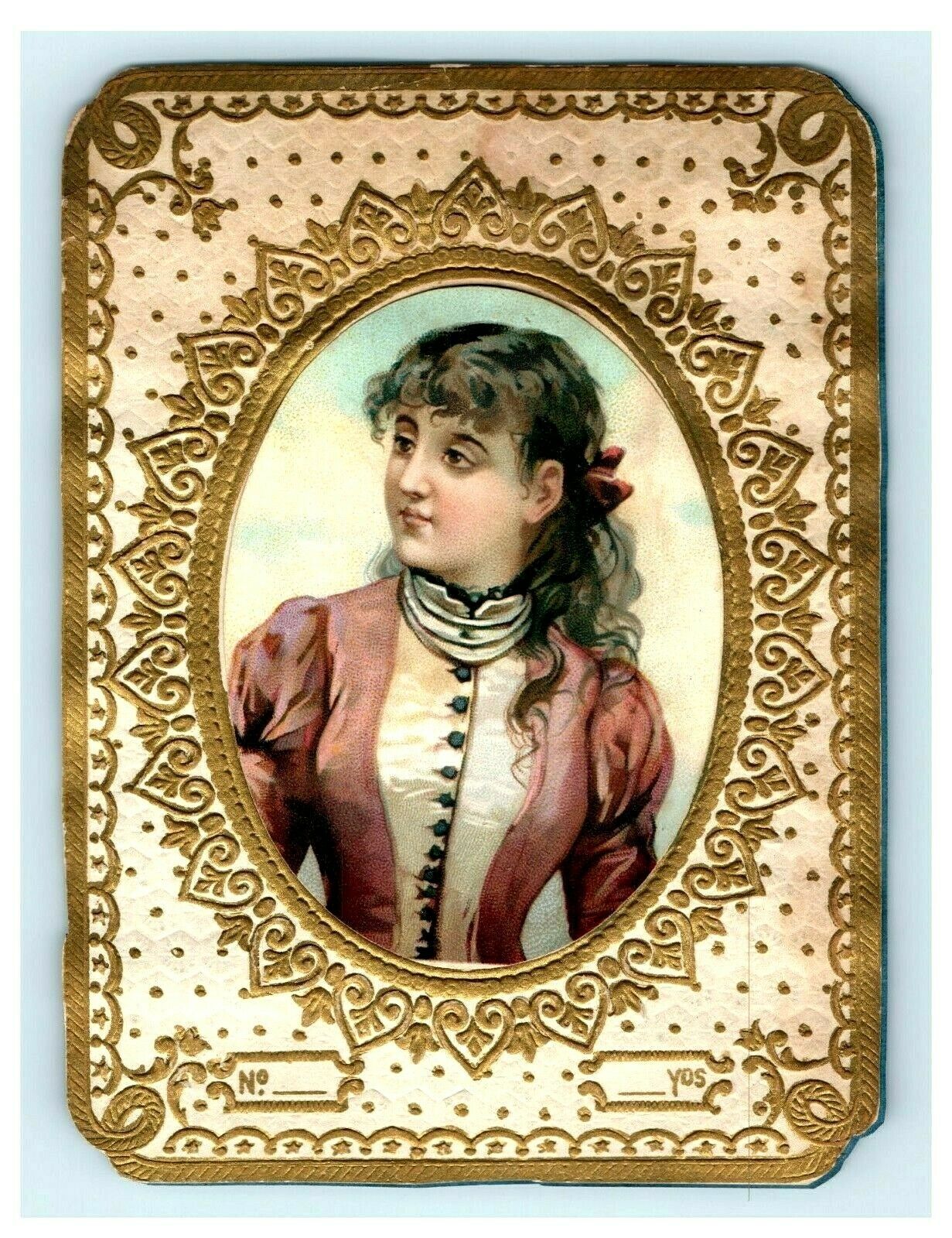 1870's-80's Dresden Fabric Label Lovely Young Lady Sky P181 | Ephemera ...