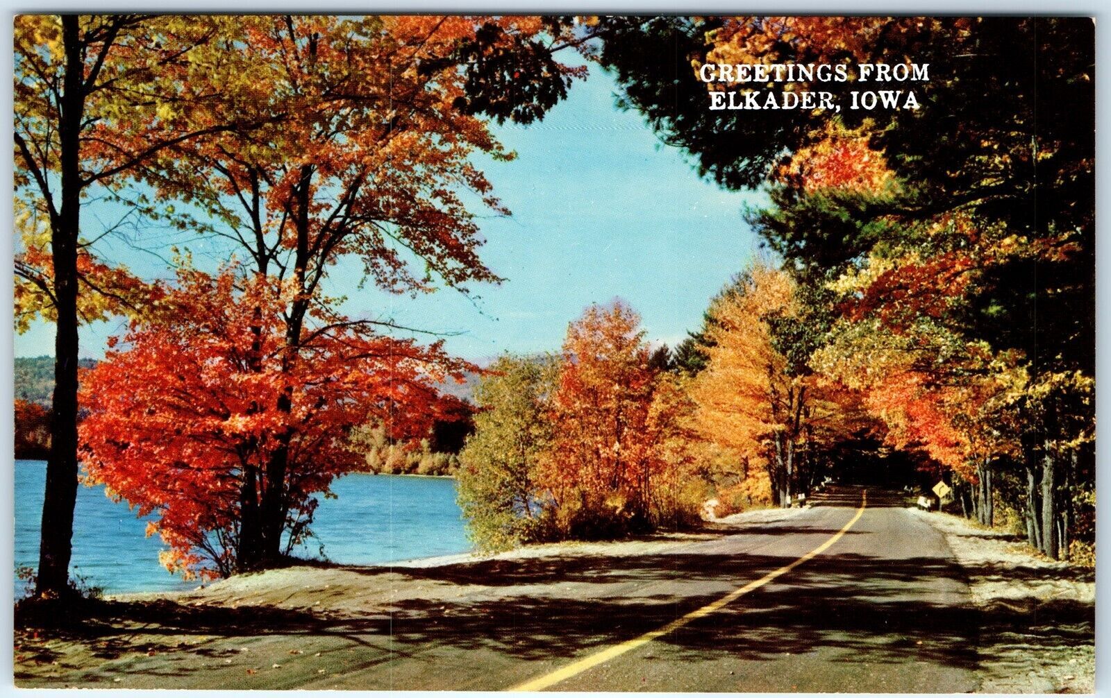 c1970s Elkader, IA Autumn Tree "Main Street" Poem by Joyce Kilmer ...