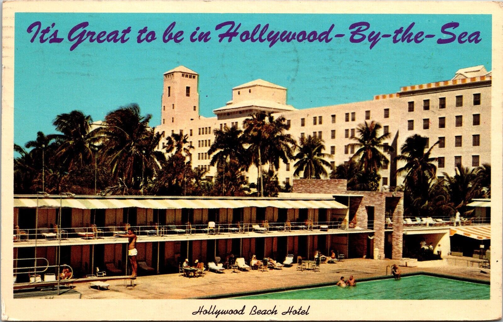 Hollywood By The Sea Beach Hotel Diving Board Swimming Pool 1966 Cancel ...