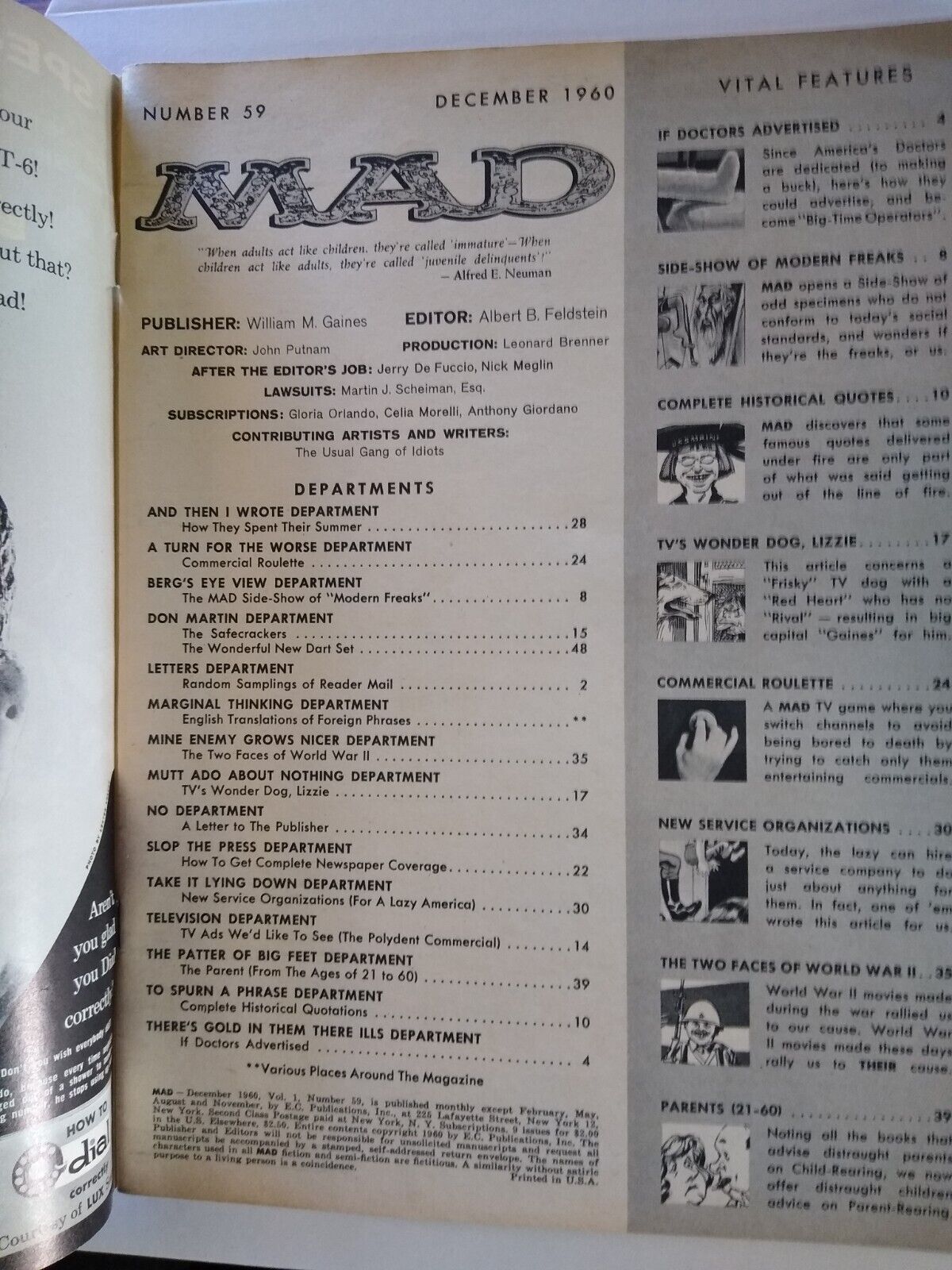 MAD Magazine Halloween Issue Headless Horseman Dec 1960 No 59 Lassie ...