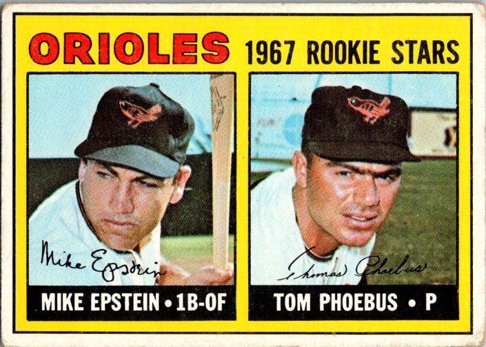 1967 Topps Baseball Card Mike Epstein Tom Phoebus Baltimore Orioles ...