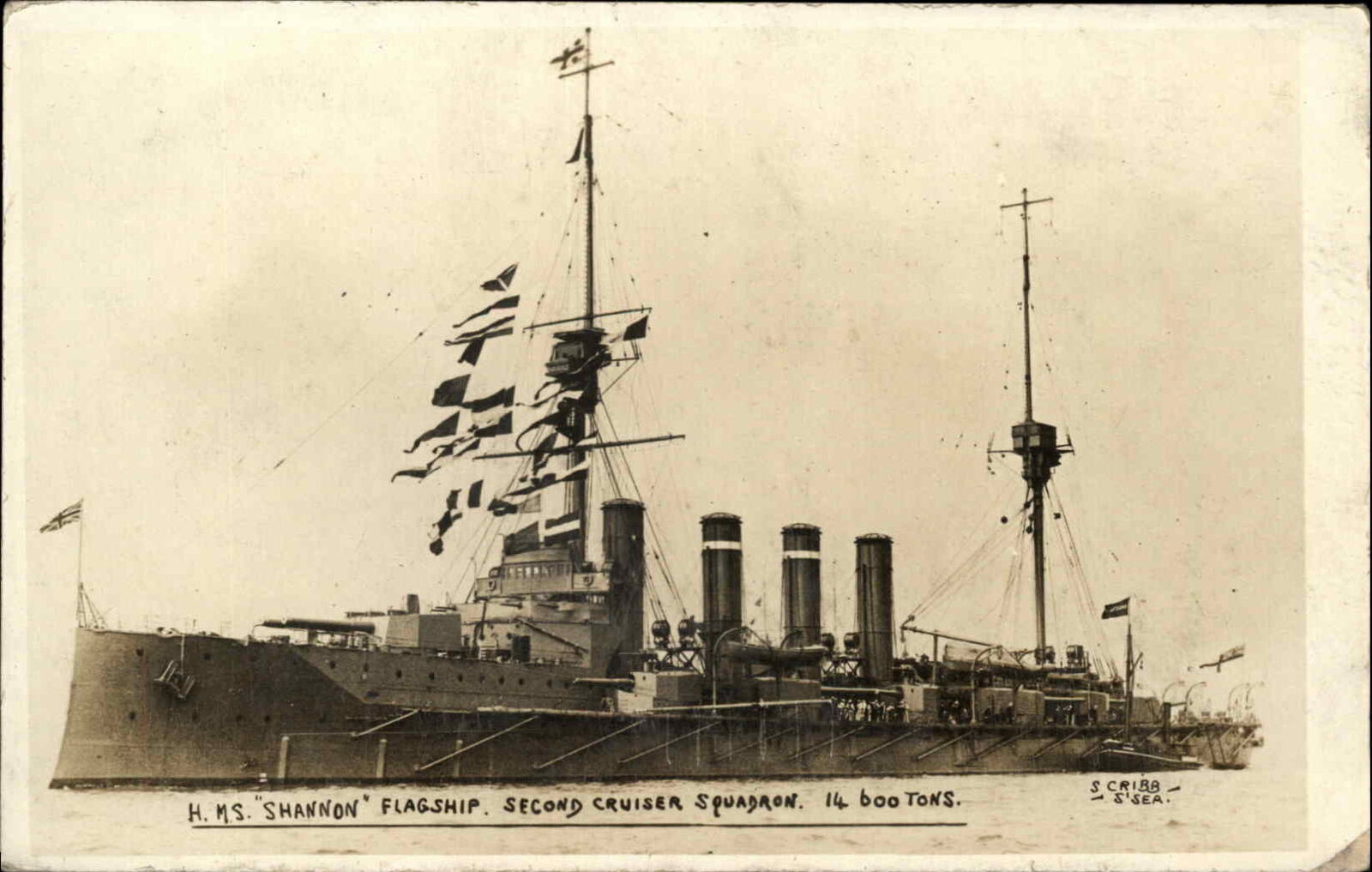 HMS Shanon Flagship Naval Ship S Cribb Vintage Real Photo Postcard ...