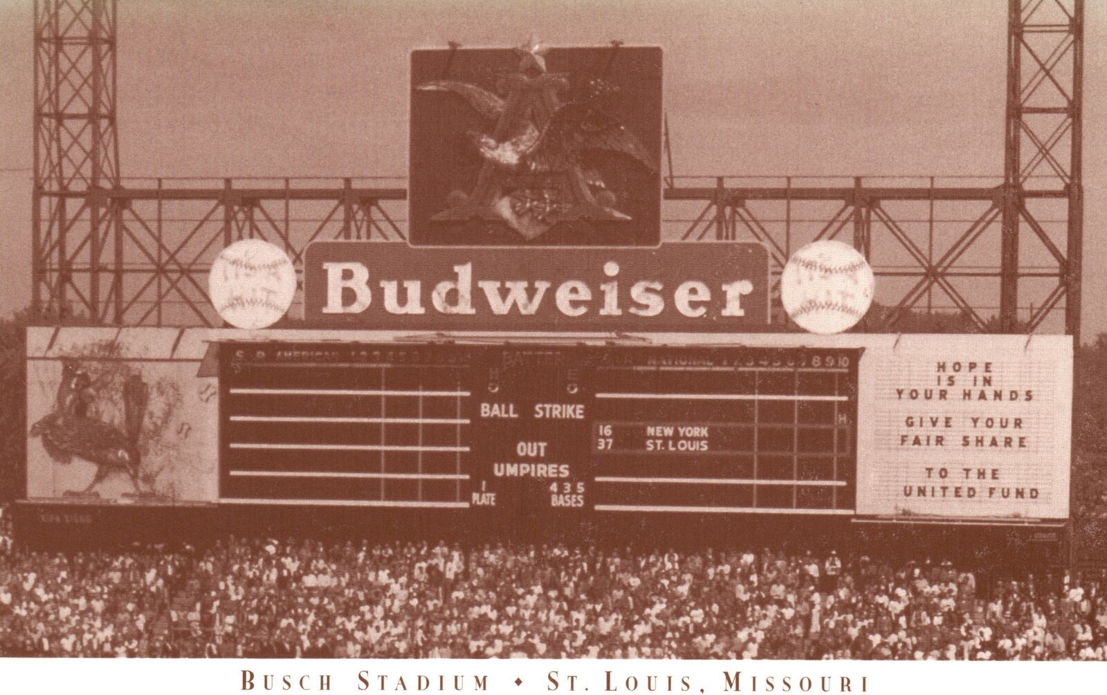 Vintage Postcard Budweiser Ball Strike Ballpark Busch Stadium St. Louis ...