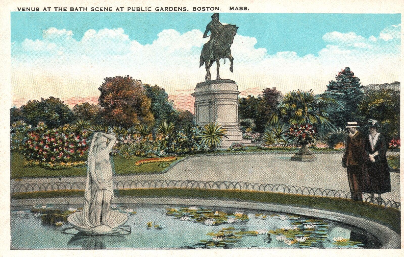 Vintage Postcard Venus at the Beach Scene Public Garden Boston ...