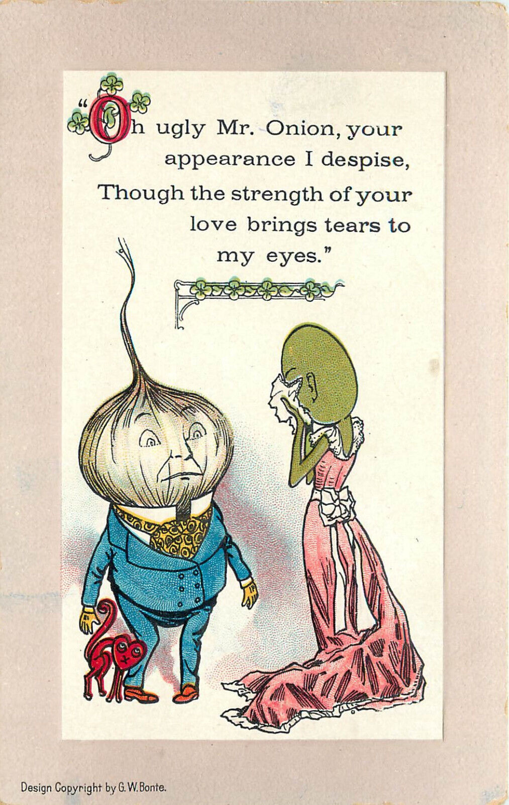 Anthropomorphic Vegetable Postcard 400 Onion Bring Tears to Olive Eyes ...