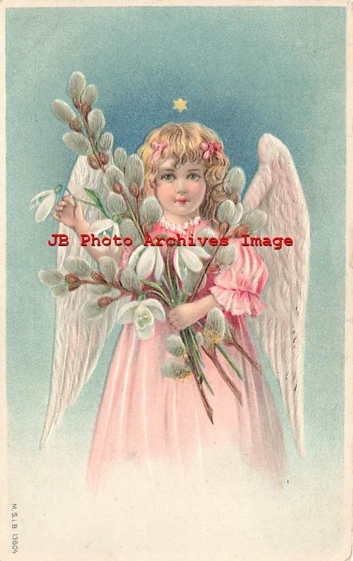 Angel Holding Pussy Willow Flowers, Erika No 13604, Martin Schlesinger ...
