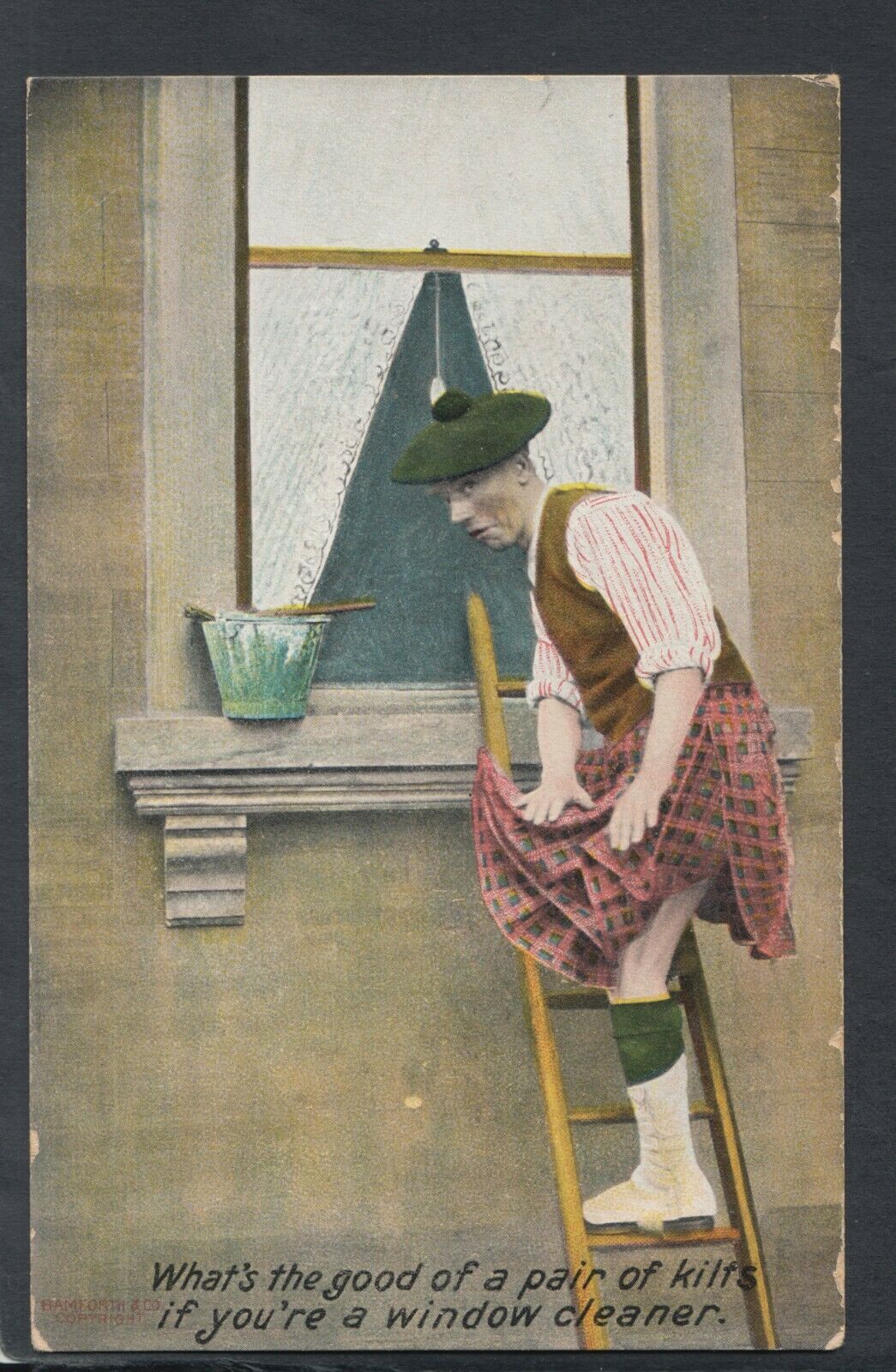 Comic Postcard - Scotland / Scottish / Window Cleaner / Kilt / Ladder ...
