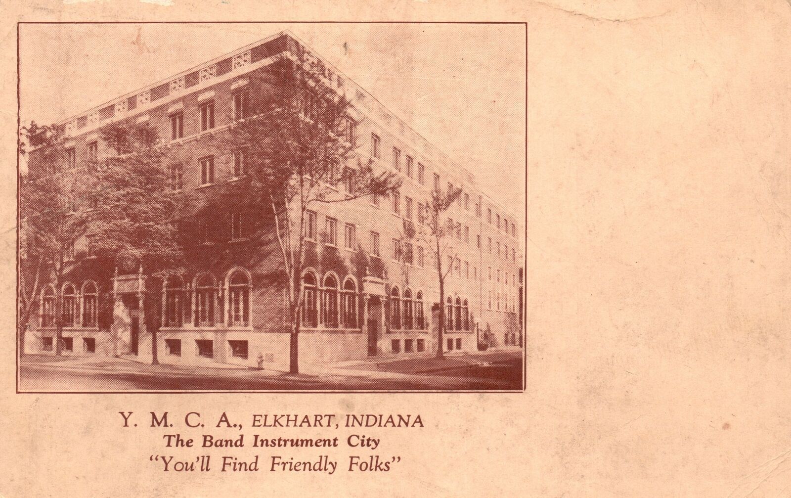 Vintage Postcard 1910's Y.M.C.A. Building Elkhart Indiana Band ...