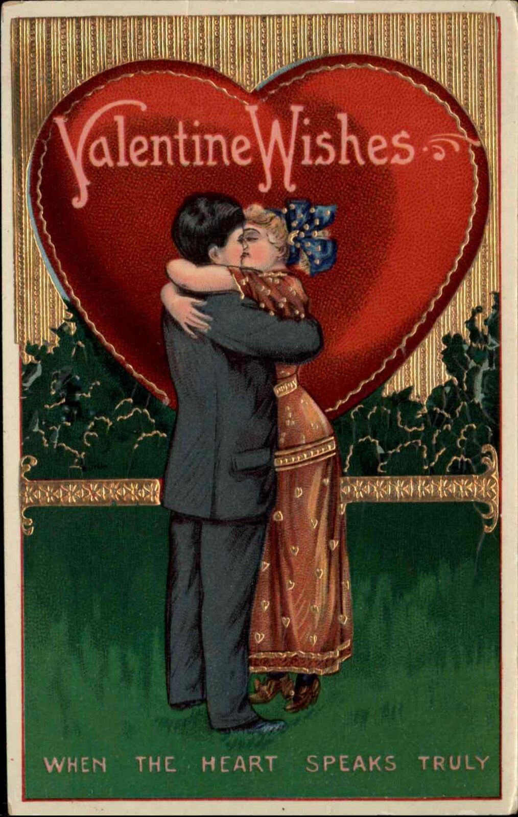 Valentine Young Couple Kissing Passionate Embrace c1910 Vintage Gel ... Valentine Young Couple Kissing Passionate Embrace c1910 Vintage Gel ...