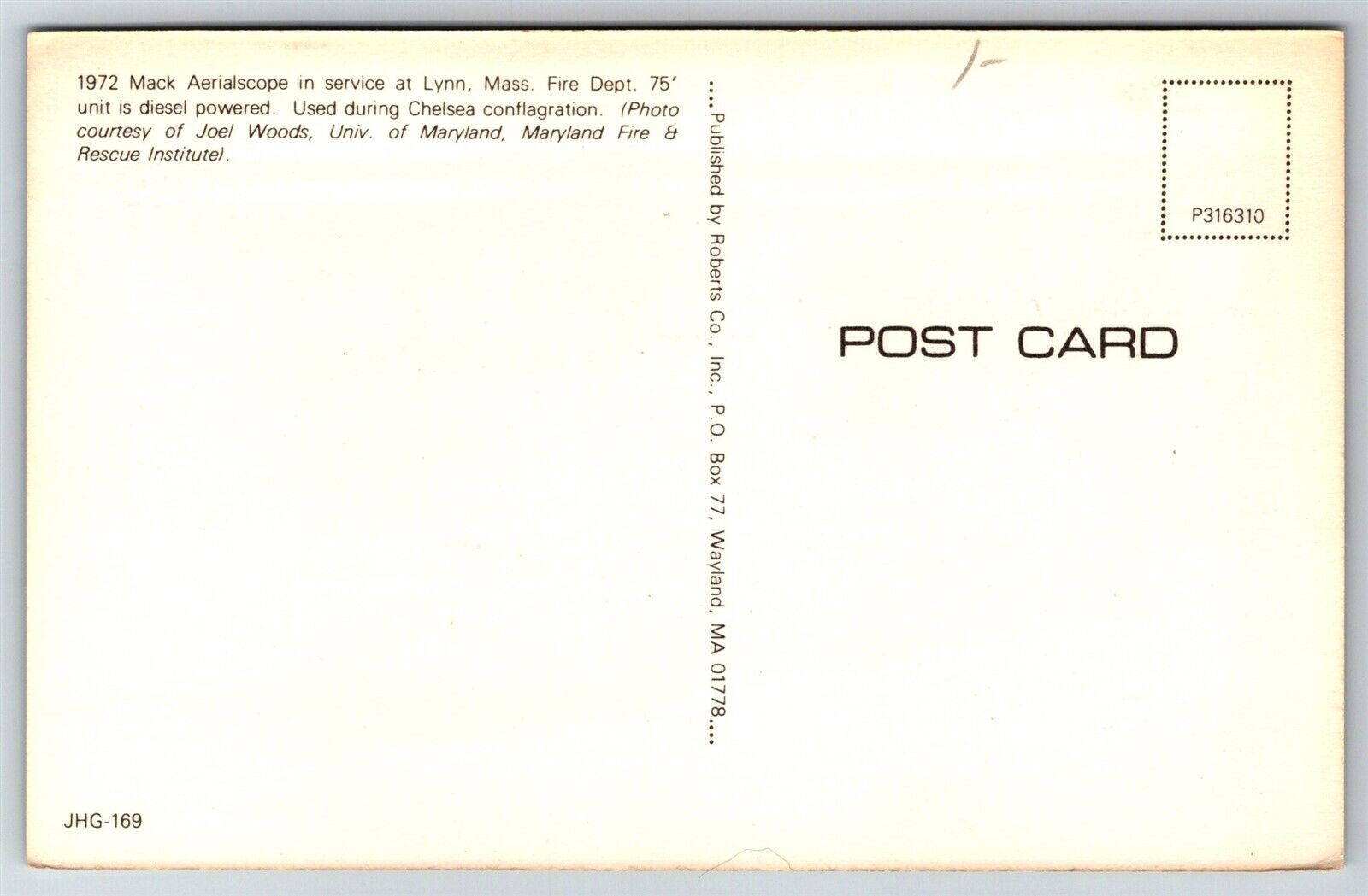 1972 Mack Aerialscope Fire Engine Truck Lynn MA Fire Dept Postcard R3 ...