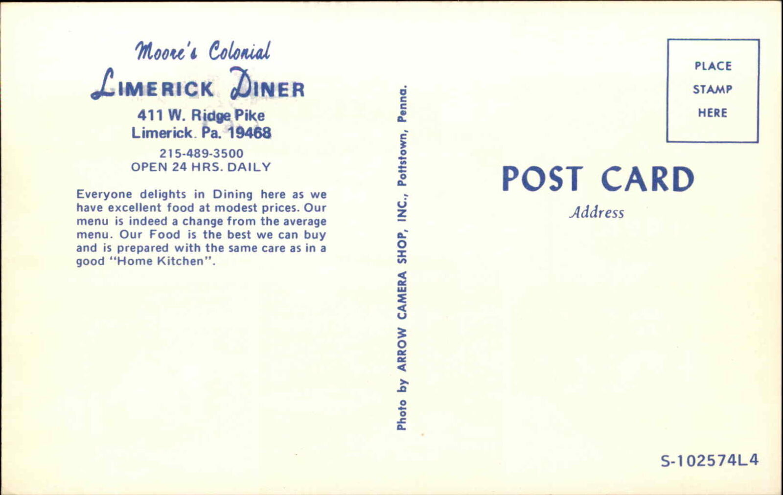 Moore's Colonial Limerick Diner - Limerick PA Postcard | United States ...