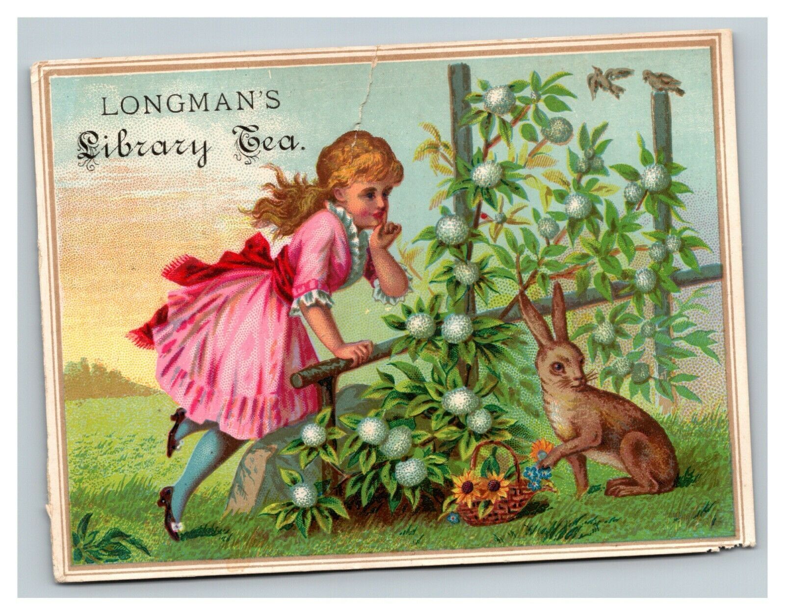 Vintage 1880's Victorian Trade Card Longman's Library Tea - Easter ...