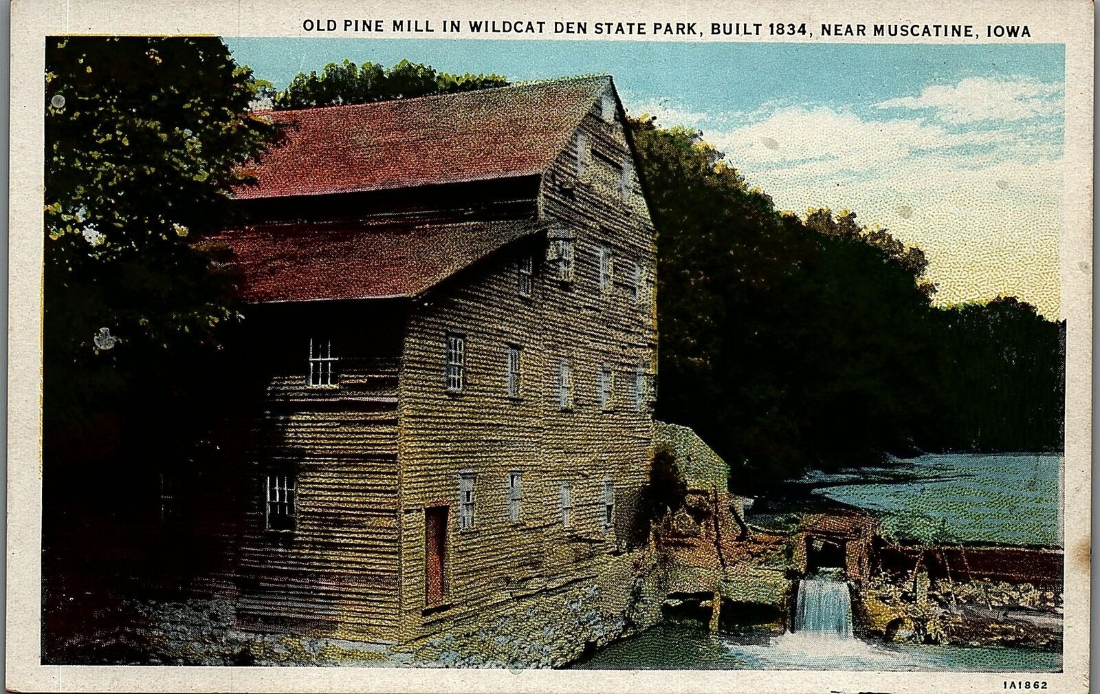 1930s Muscatine Iowa Wildcat DEN State Park OLD Pine Mill Linen ...