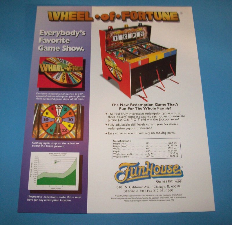 Wheel of Fortune 1996 NOS Redemption Game Promo Sales Flyer | Ephemera ...