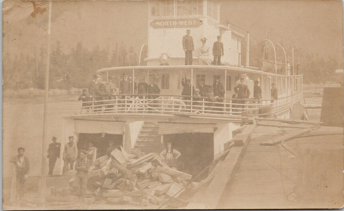 SS 'North-West' Ship & Crew Unknown Location c1907 RPPC Postcard G51 ...