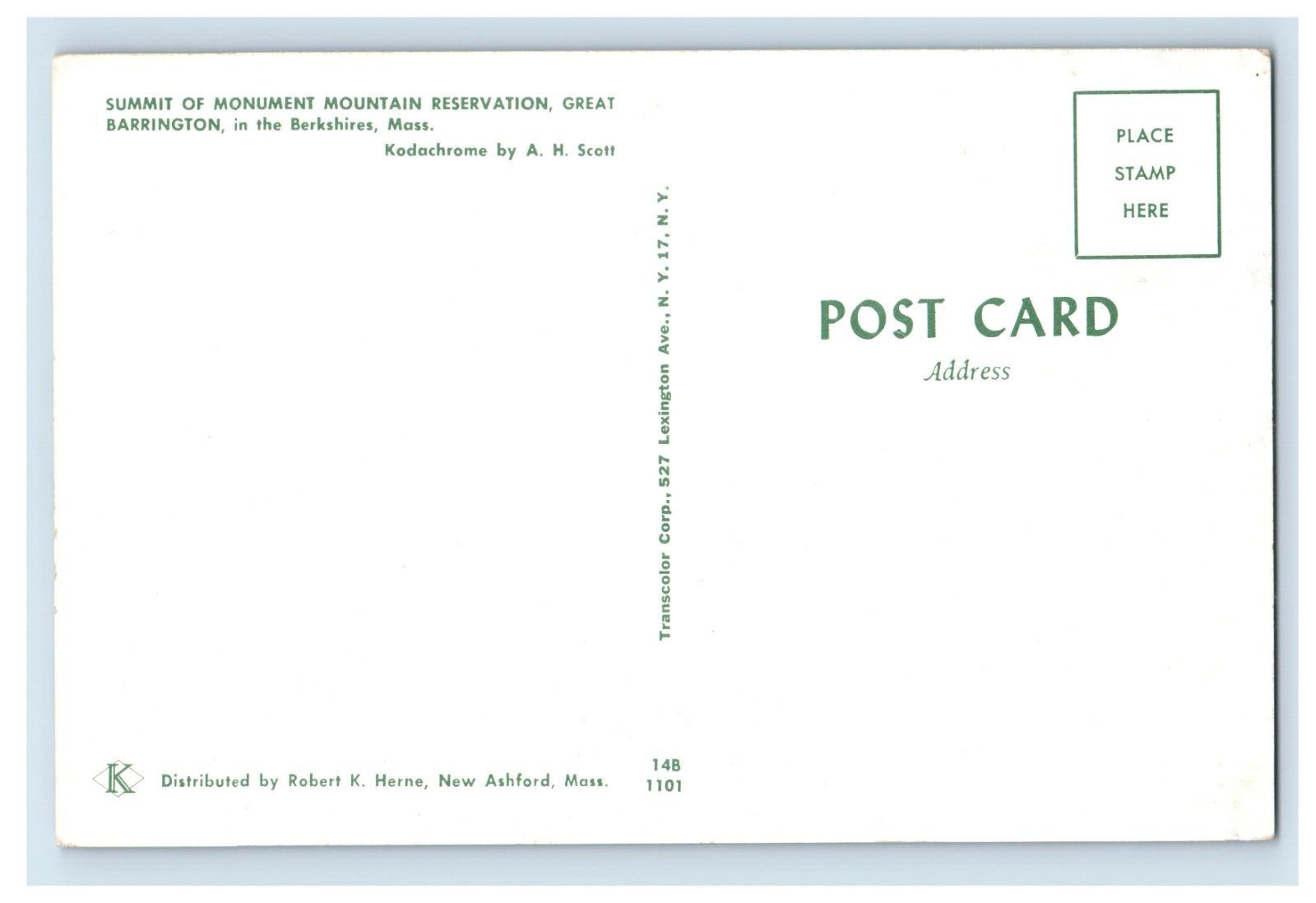 Vintage Summit Of Monument Mountain Berkshires Mass Postcard P203E ...
