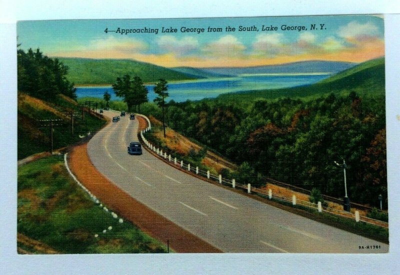 Lake George New York Vintage Cars Road From South Linen Vintage ...