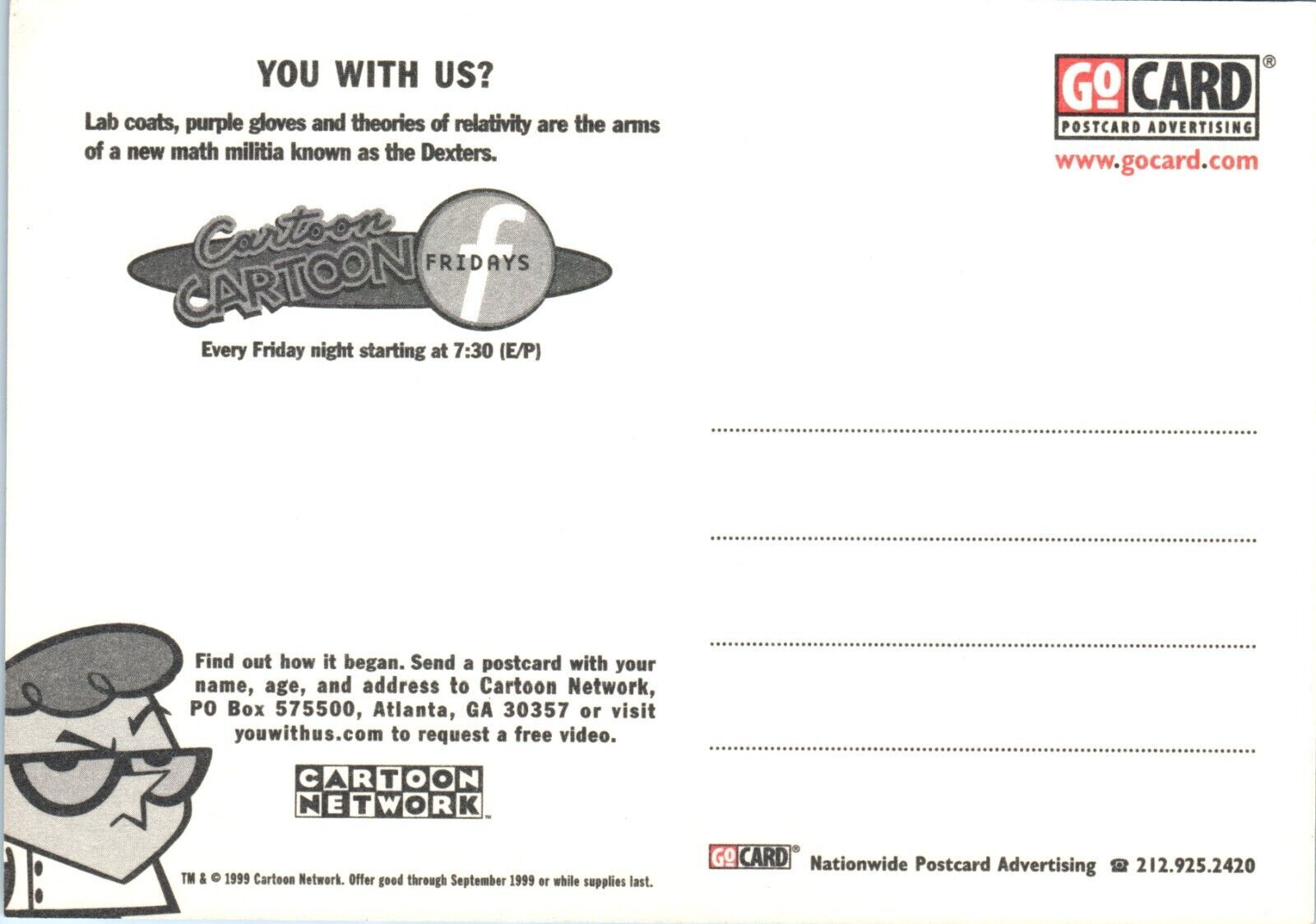 Vintage Postcard Cartoon Network Dexter's Laboratory Dexter Fridays ...