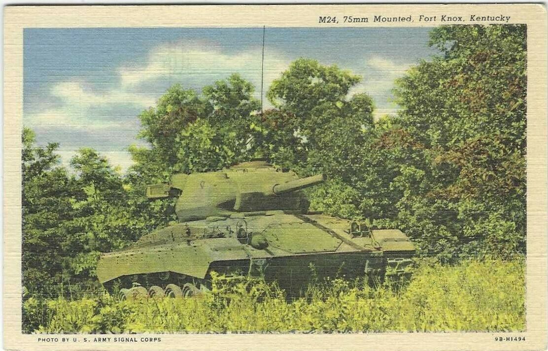 Vintage Postcard, M24 Chaffee 75 mm mounted, Fort Knox, Kentucky ...