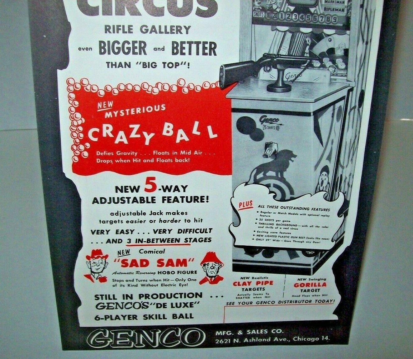 Circus Arcade Flyer 1957 Original UNUSED Shooting Gallery Gun Rifle ...