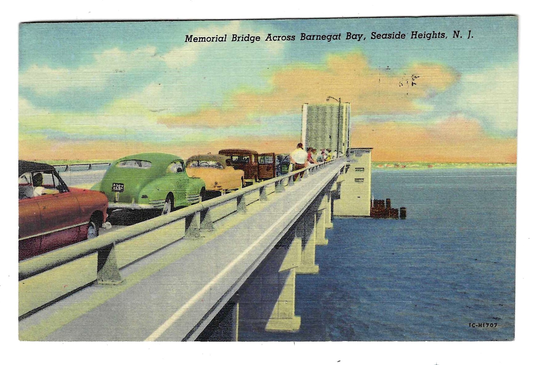 Memorial Bridge Across Barnegat Bay, Seaside Heights, New Jersey, Linen ...