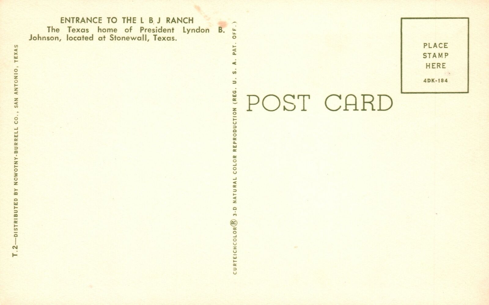 Vintage Postcard Entrance To The LBJ Ranch Home Stonewall Texas TX ...