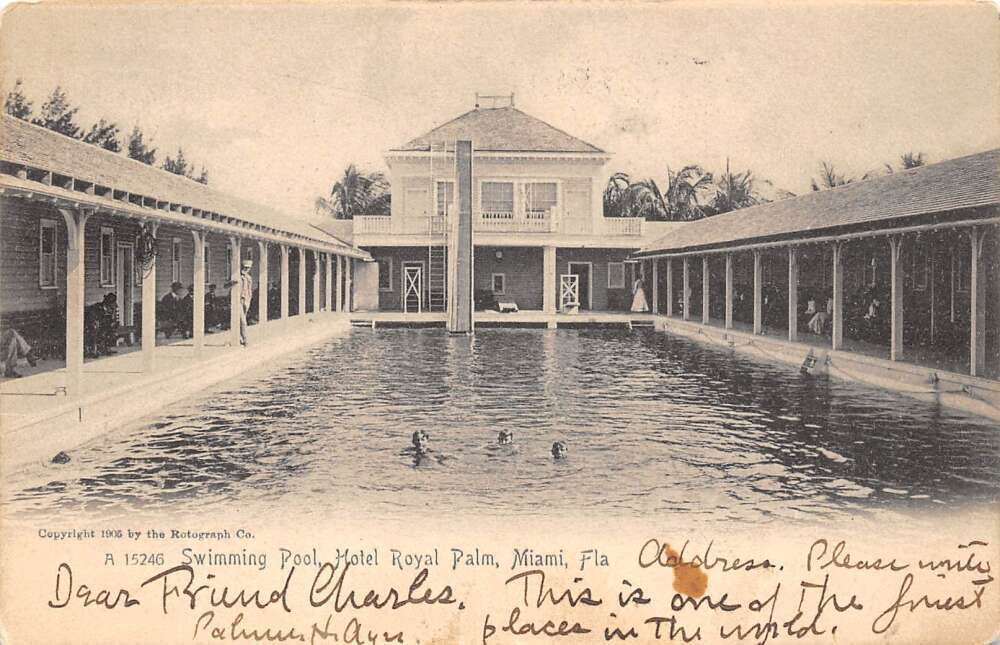 Miami Florida Hotel Royal Palm Swimming Pool pictured Vintage Postcard ...