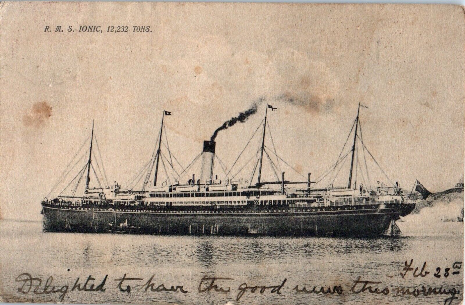 1900s - 1910s RMS Ionic Steam Ship Ocean Liner Postcard | Other ...
