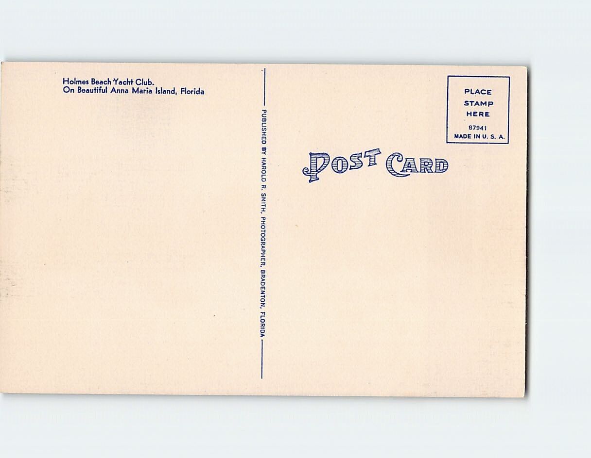 Postcard Holmes Beach Yacht Cluba, Anna Maria Island, Florida | United ...