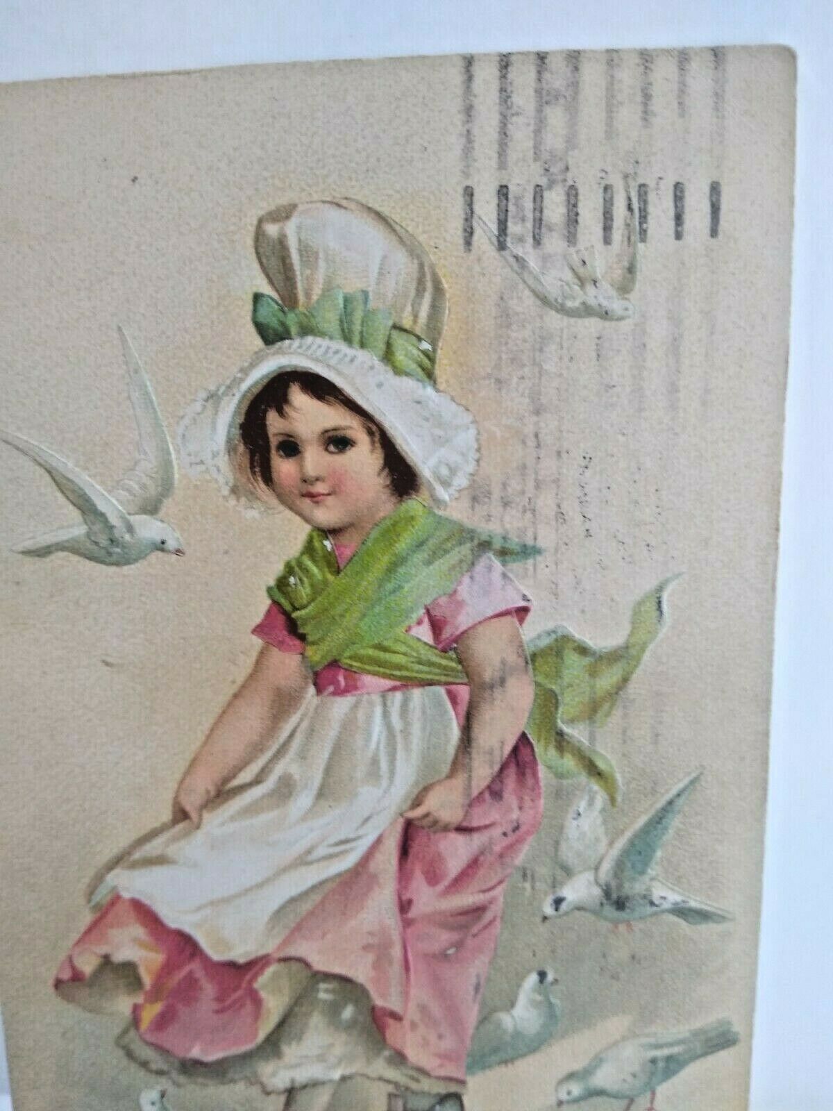 Valentine Postcard Unsigned Artist Ellen Clapsaddle Child With Doves ...
