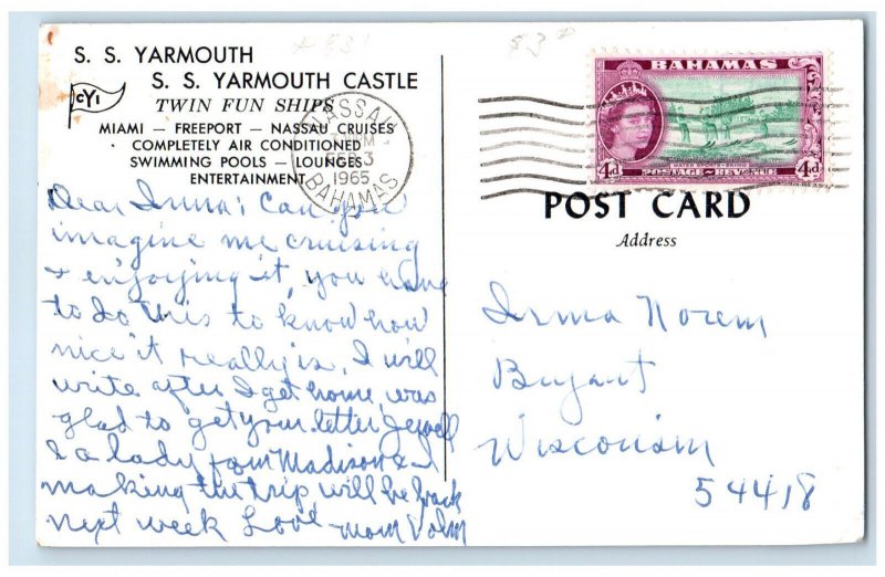 1965 S.S. Yarmouth Castle Twin Fun Ships Nassau Bahamas Vintage ...