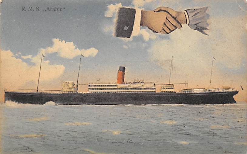 SS Arabic White Star Line Writing on back, missing stamp | Topics ...
