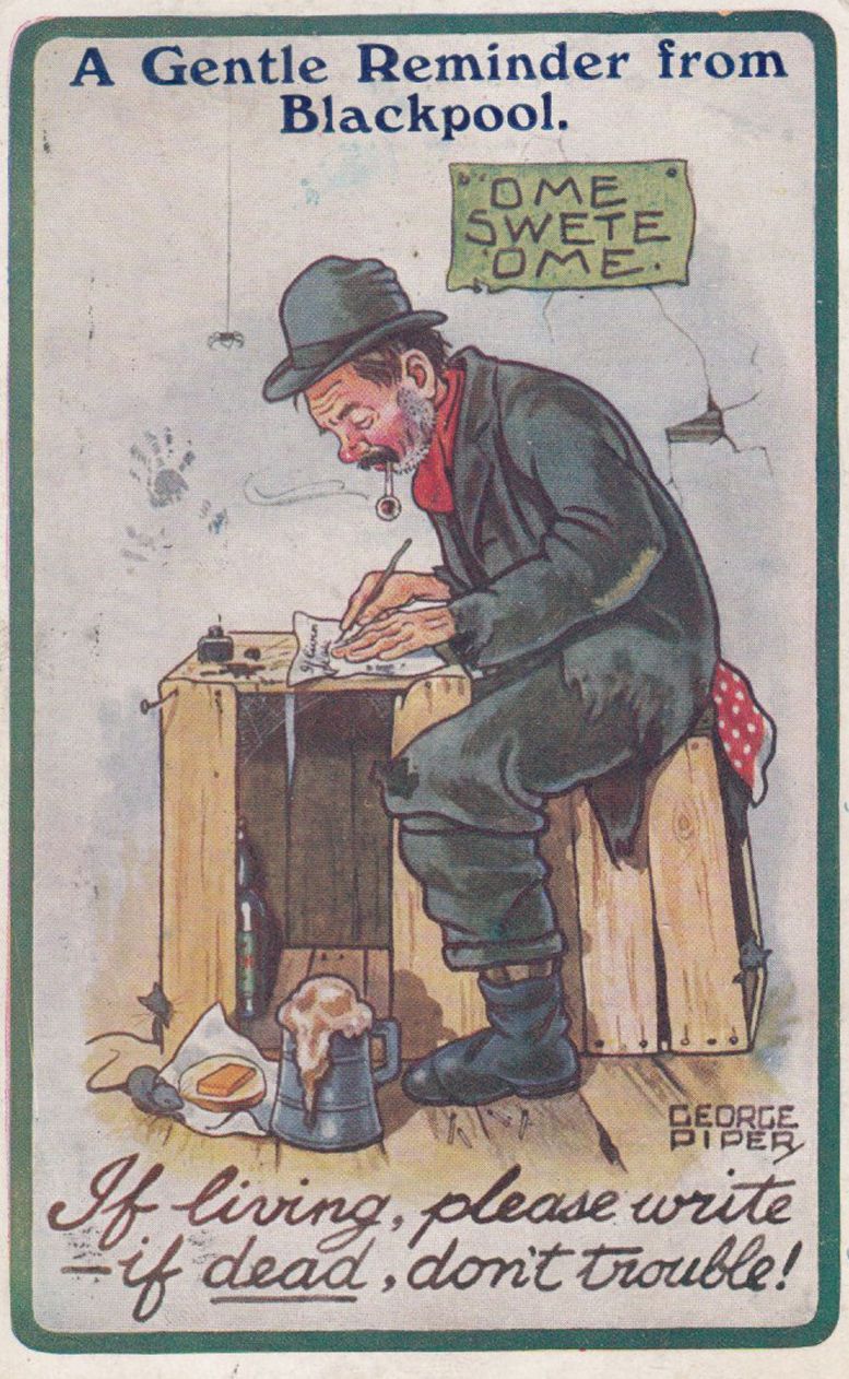 Tramp In Blackpool A Gentle Reminder Home Sweet Home Old Comic Humour ...