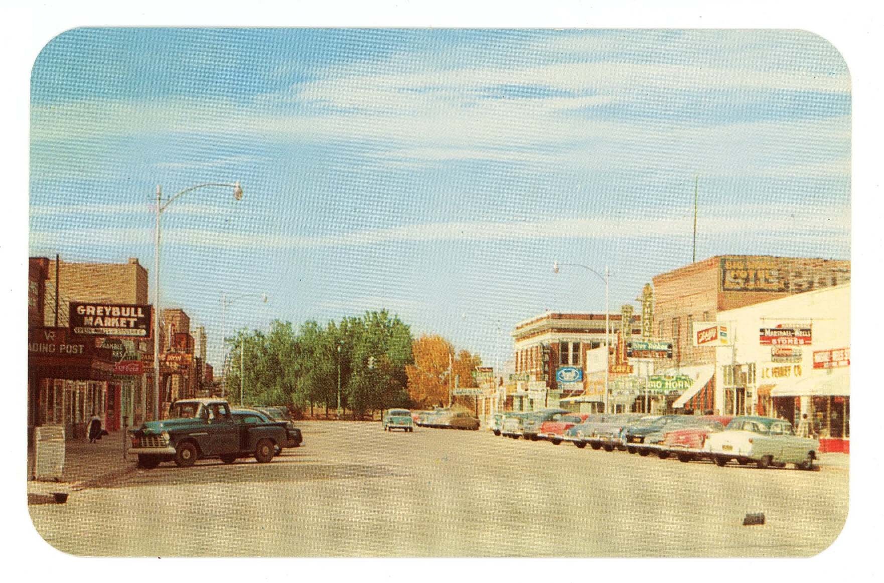 WY - Greybull. Main Street Scene ca 1955 | United States - Wyoming ...