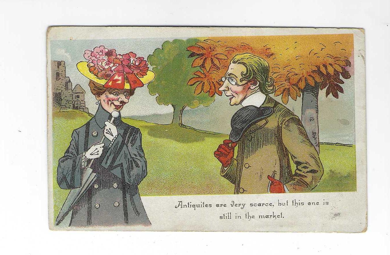 Vtg 1903 Humorous Funny Victorian Man and Woman Antiquites Postcard ...