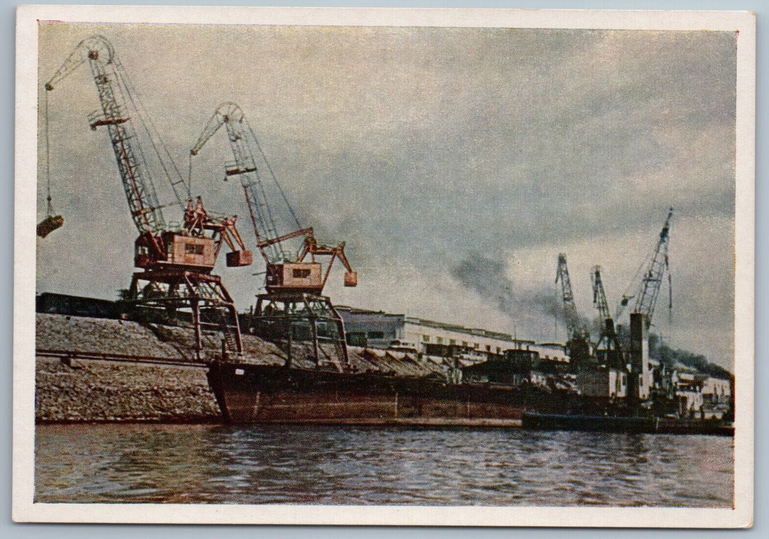 1953 STALINGRAD Cargo Port freighter Crane Industrial Photo Soviet USSR ...