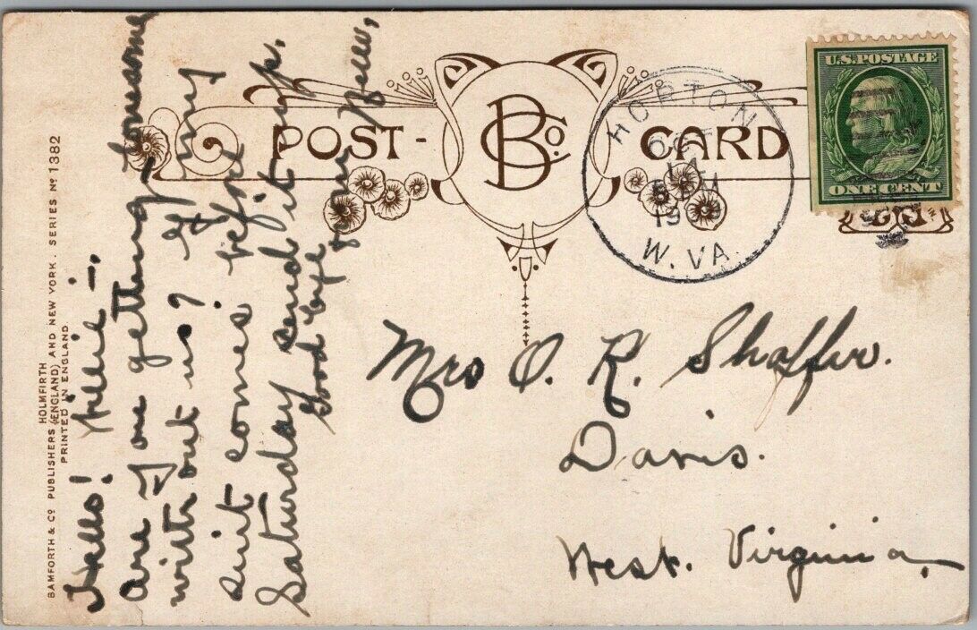 1909 Victorian Comic Greetings Postcard Maid Spying at Bathroom Door ...